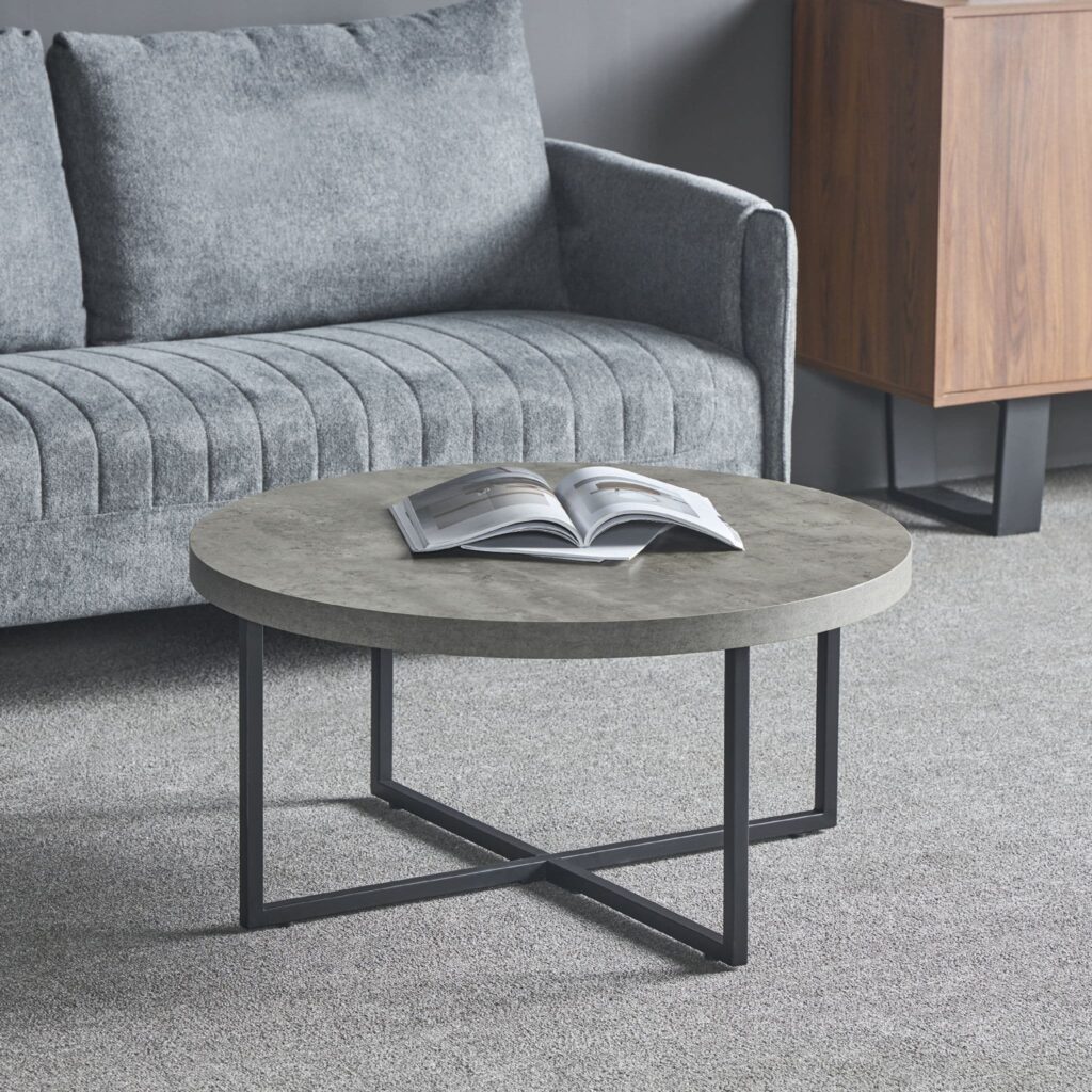 Danny Mdf Round Coffee Table With Concrete Effect – Mmilo Modern ...